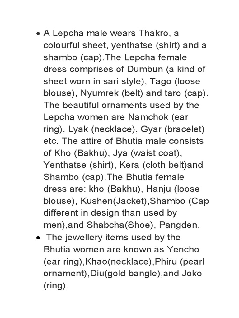 Traditional Attire of Lepcha, Bhutia, and Nepali Cultures | PDF | Art