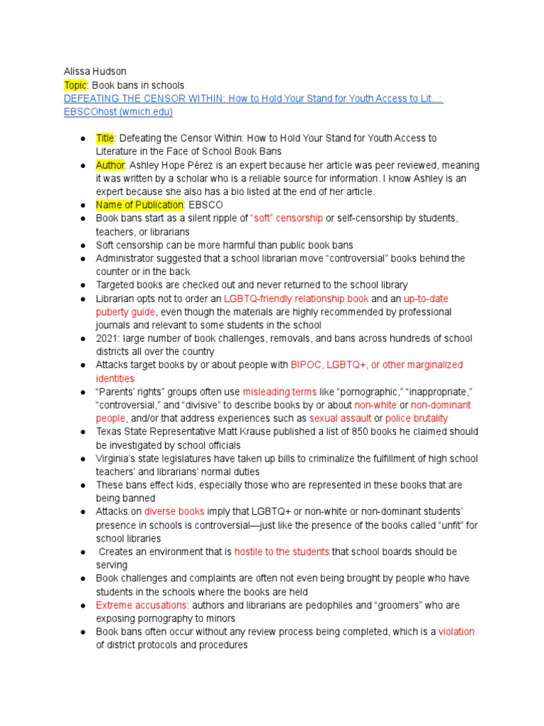 Article of The Week | PDF | Censorship | Librarian