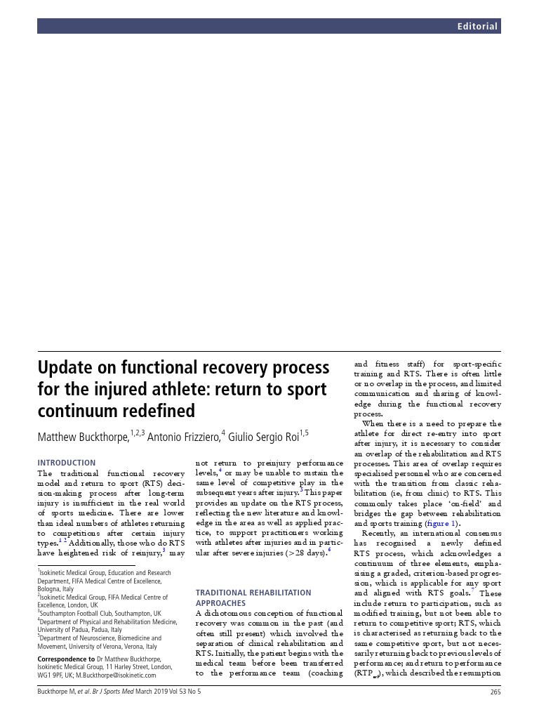 Return To Sport Continuum | PDF | Physical Therapy | Medicine