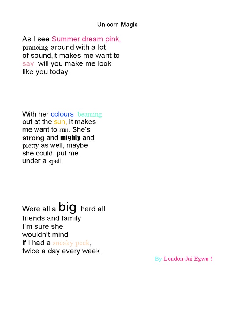Unicorn Magic Poem by London-Jai Egwu | PDF | Art