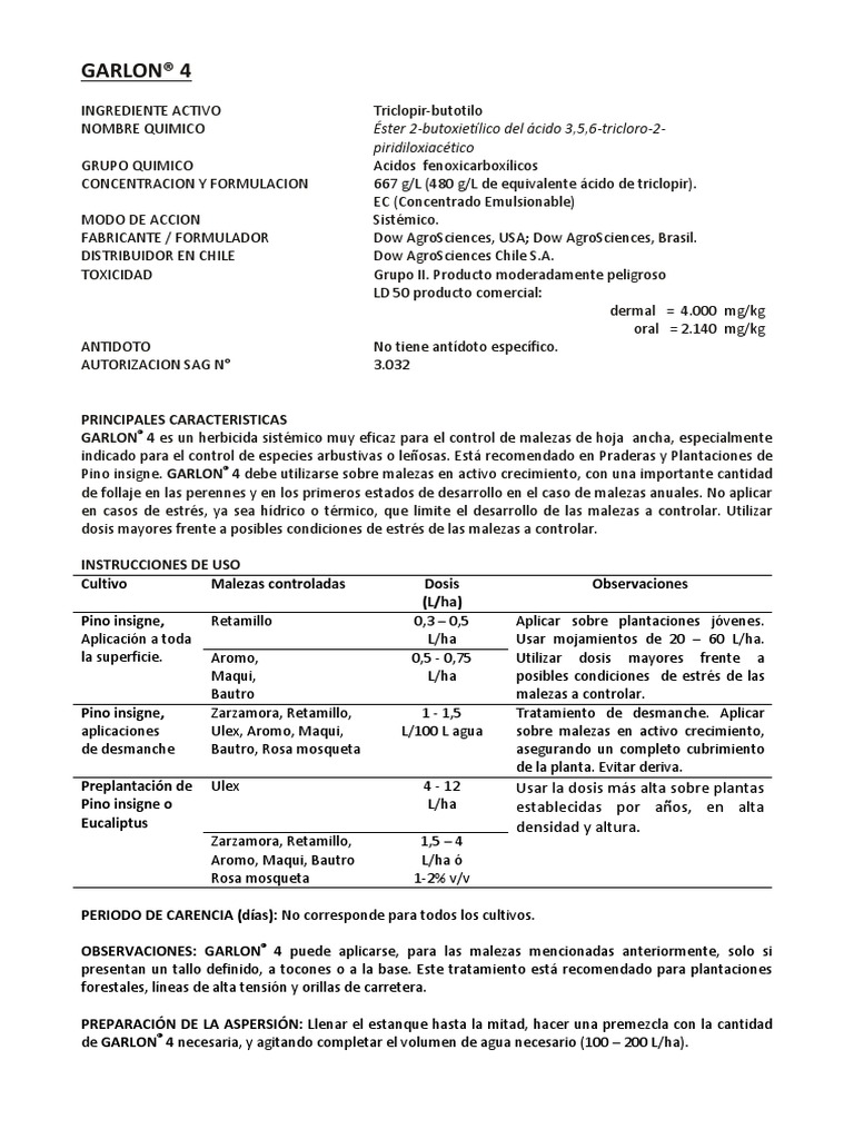 Garlon 4 Zarzamora | PDF | Botánica | Plantas