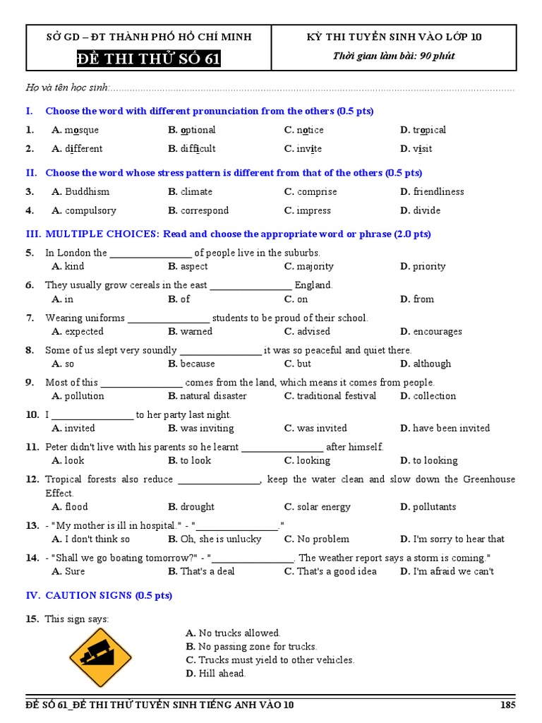 English Exam Practice for Grade 10 Entrance | PDF | Tropical Cyclones ...