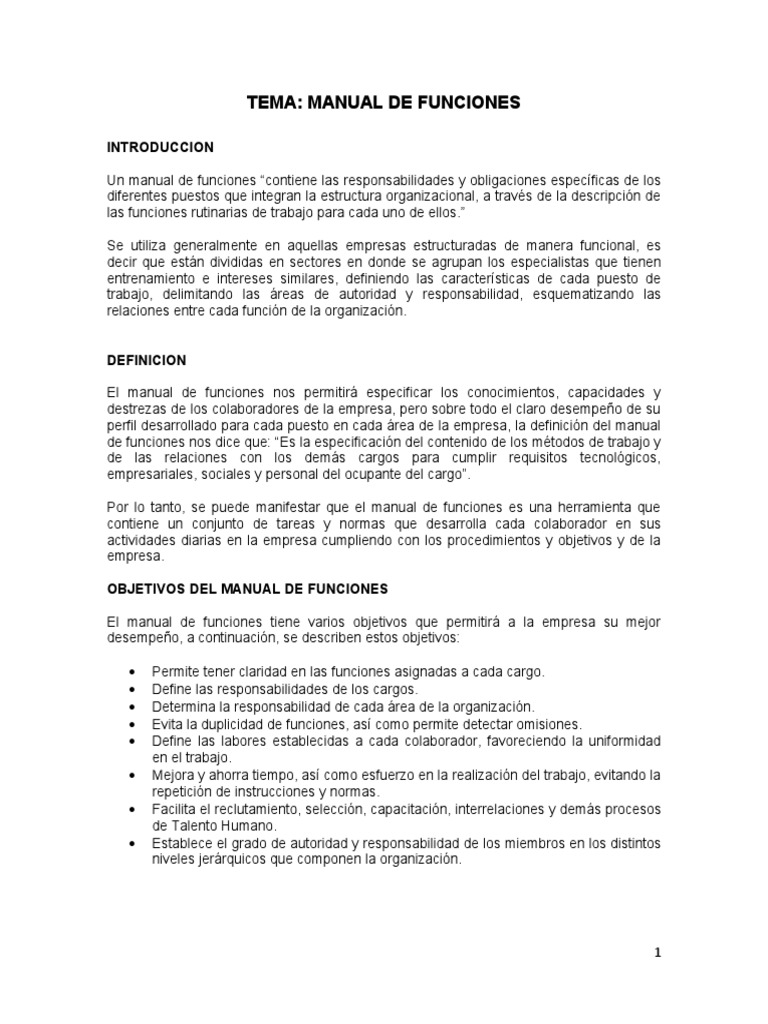 Manual de Funciones | PDF | Business | Conocimiento