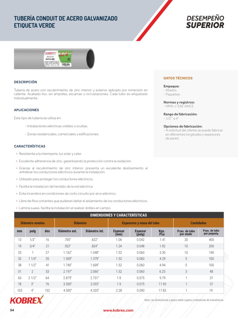Tubería Conduit de Acero Galvanizado | PDF | Química | Rieles