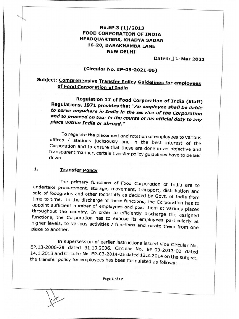New Transfer Policy Guidelines | PDF