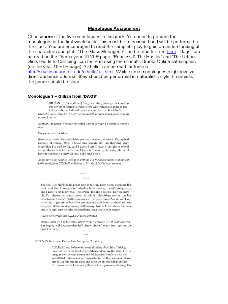 Going Into Year 10 Monologue Pack FINAL | PDF | Desdemona | Iago