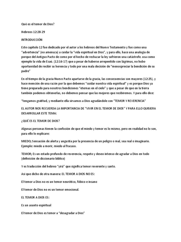 Qué Es El Temor | PDF | Temor | Dios