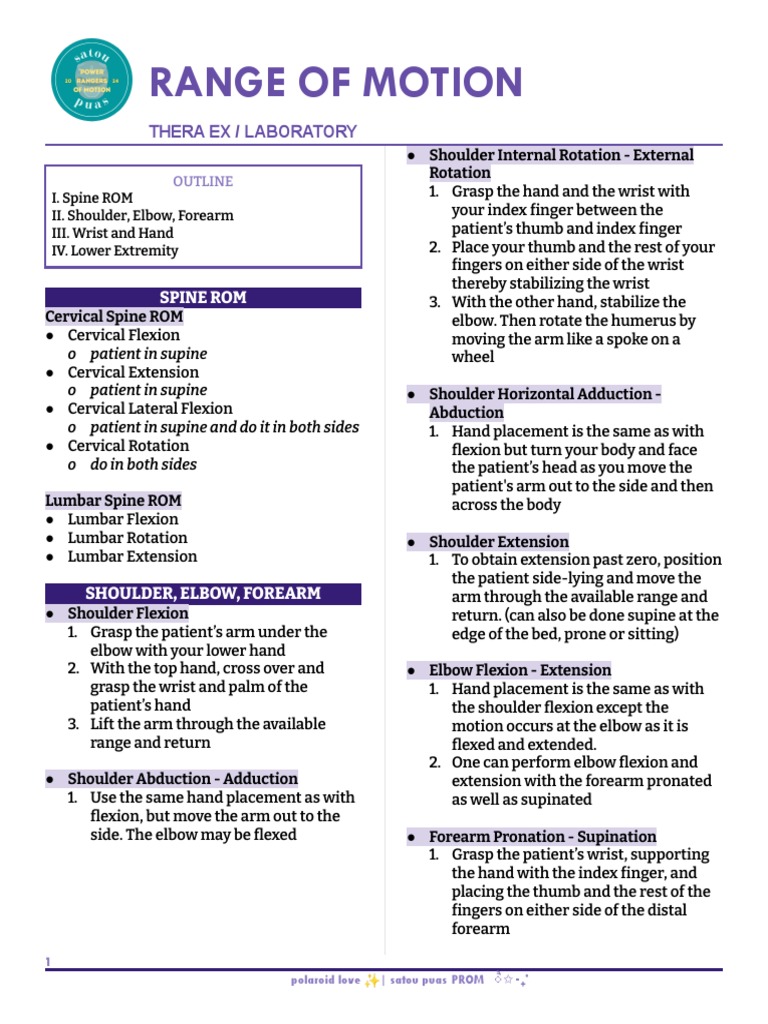 THERA EX - RANGE OF MOTION Laboratory | PDF | Anatomical Terms Of ...
