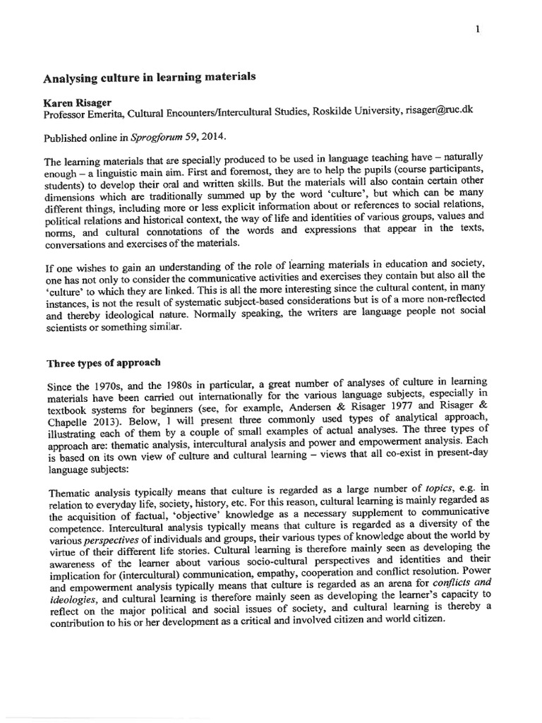 Analysing Culture in Learning Materials | PDF