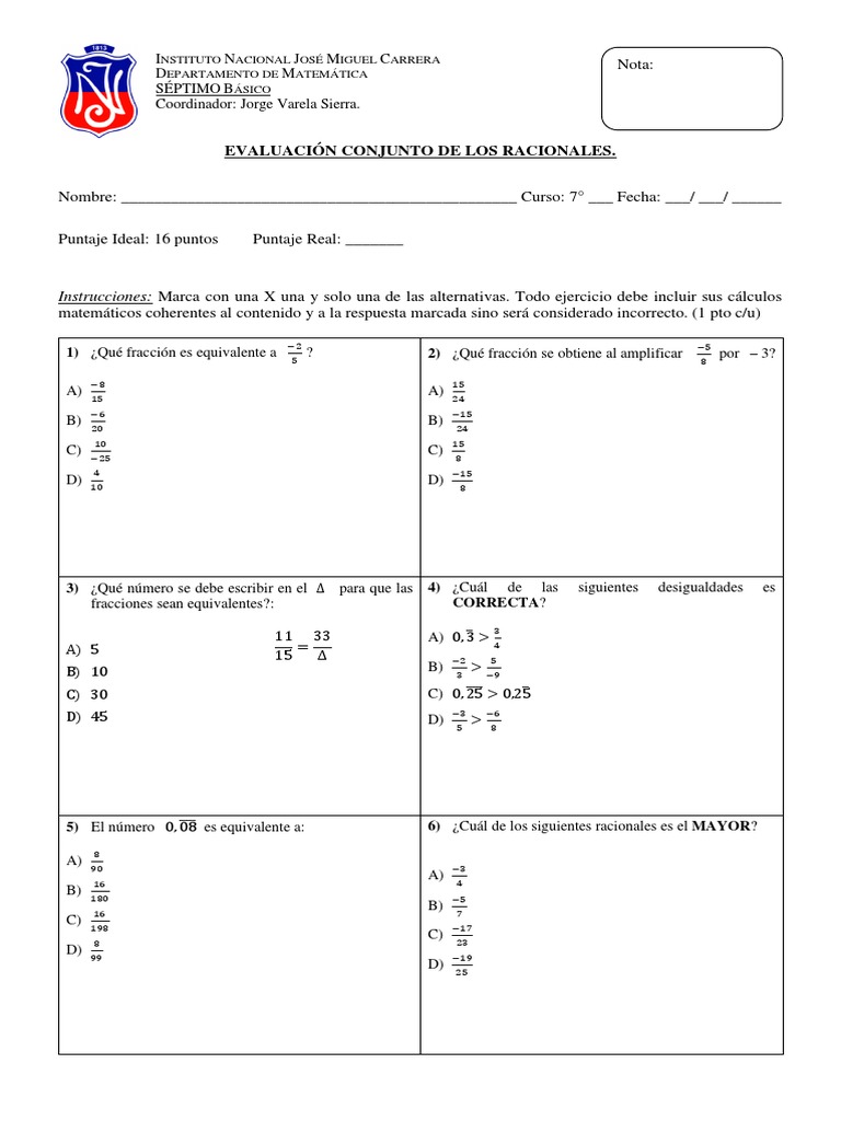 Ejercicios Con Numeros Racionales | PDF | Matemáticas | Números