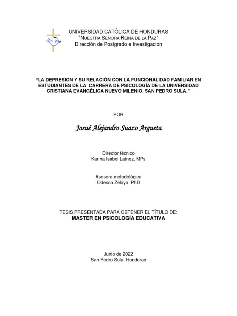 Tesis Final - Josue Suazo | PDF | Trastorno depresivo mayor | Depresión ...