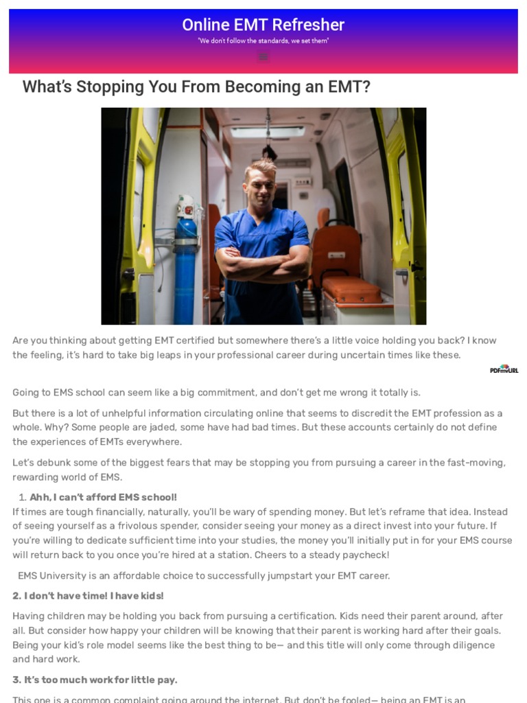 What's Stopping You From Becoming An EMT | PDF | Emergency Medical ...