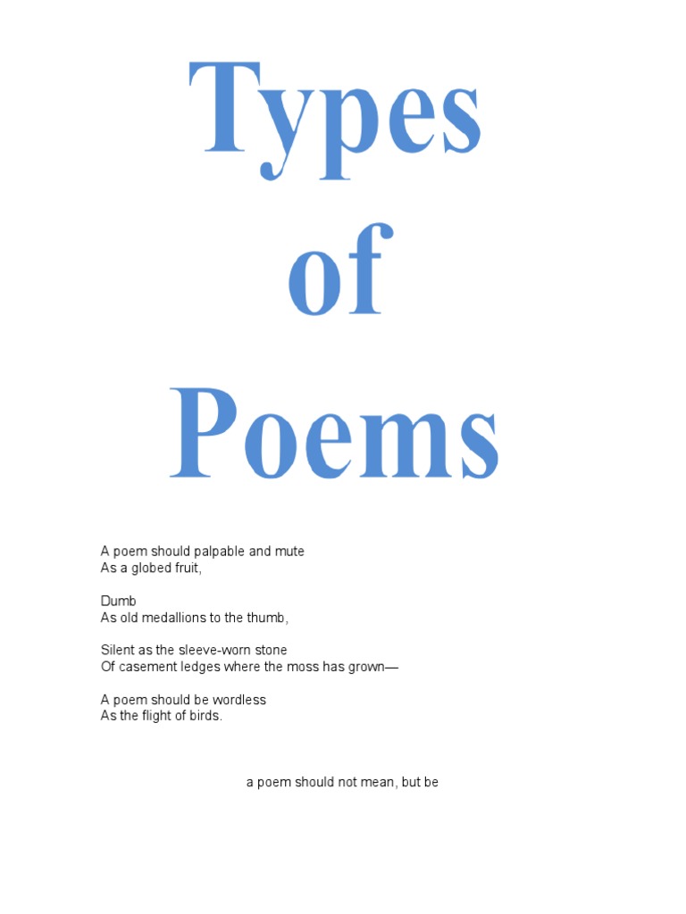 Types of Poems | PDF | Poetry