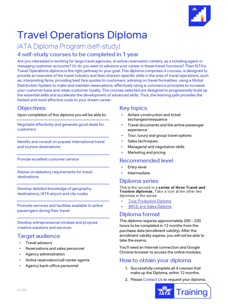 Earn Your Travel Operations Diploma Online in 1 Year | PDF | Tourism ...