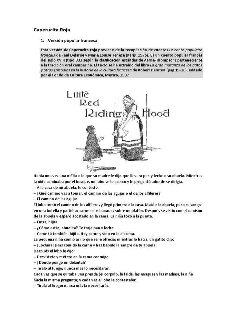 Caperucita Roja. Tres Versiones | PDF | Caperucita Roja | Cuentos de hadas