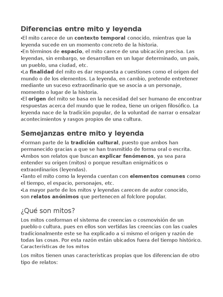 Mitos y Leyendas Actividad | PDF | Leyendas