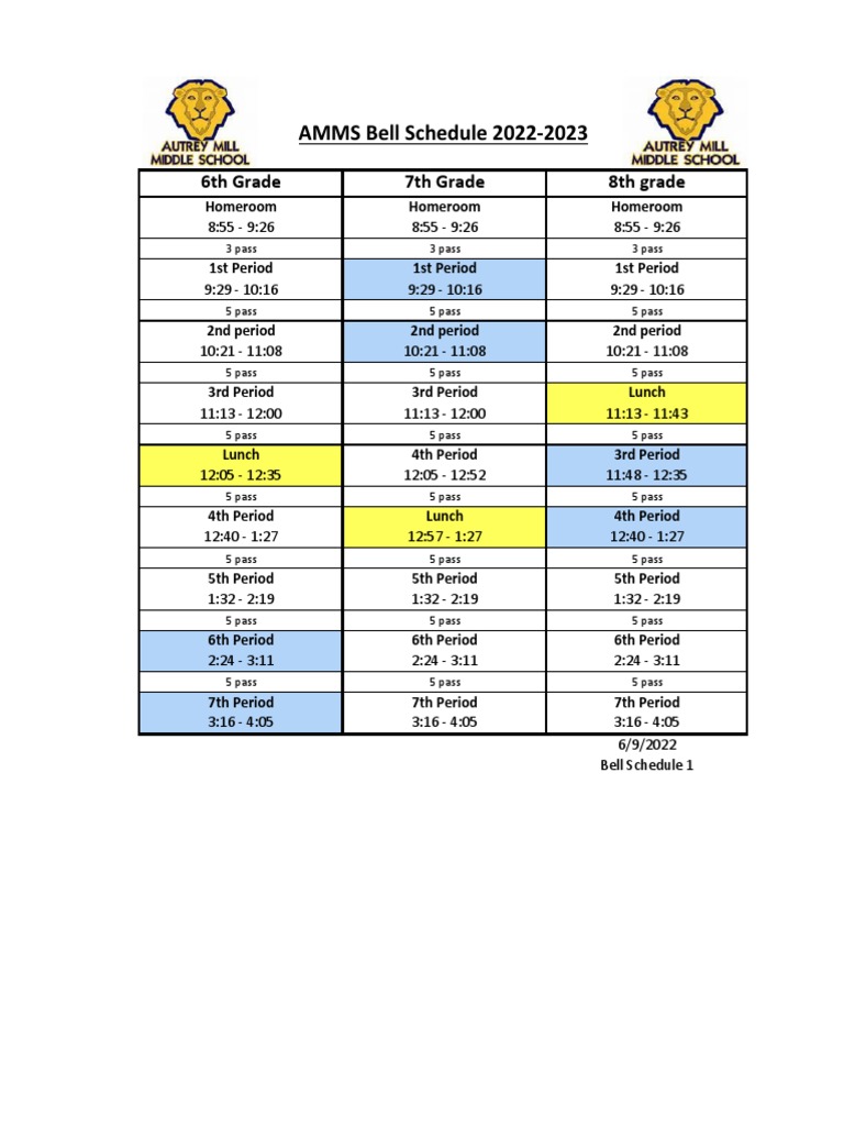 Amms Bell Schedule 22-23 | PDF
