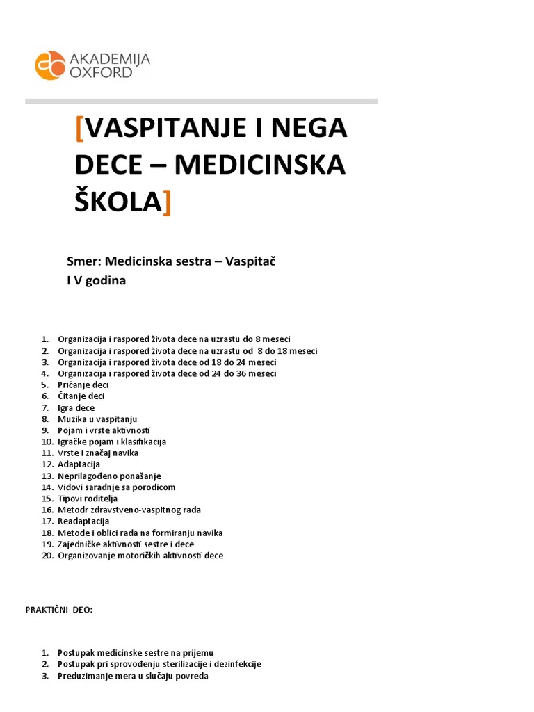 4 Vaspitanje I Nega Dece | PDF