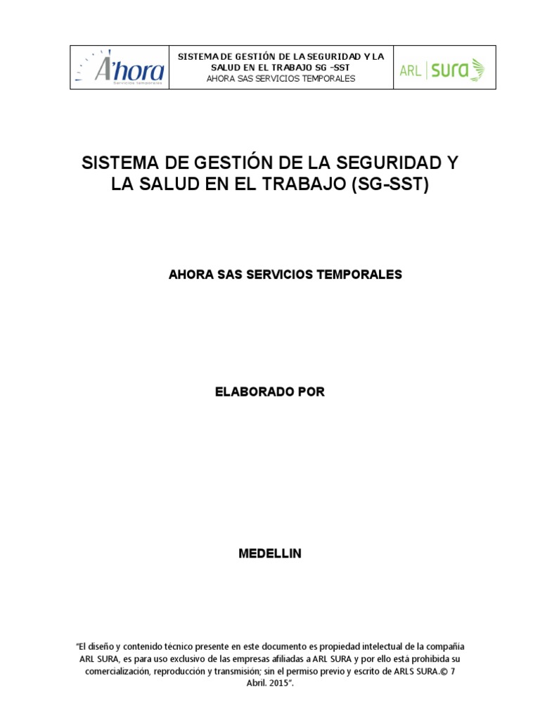 Documento Sistema de Gestión de La Seguridad y Salud en El Trabajo ...