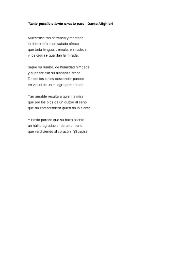 Tanto Gentile e Tanto Onesta Pare - Poema | PDF