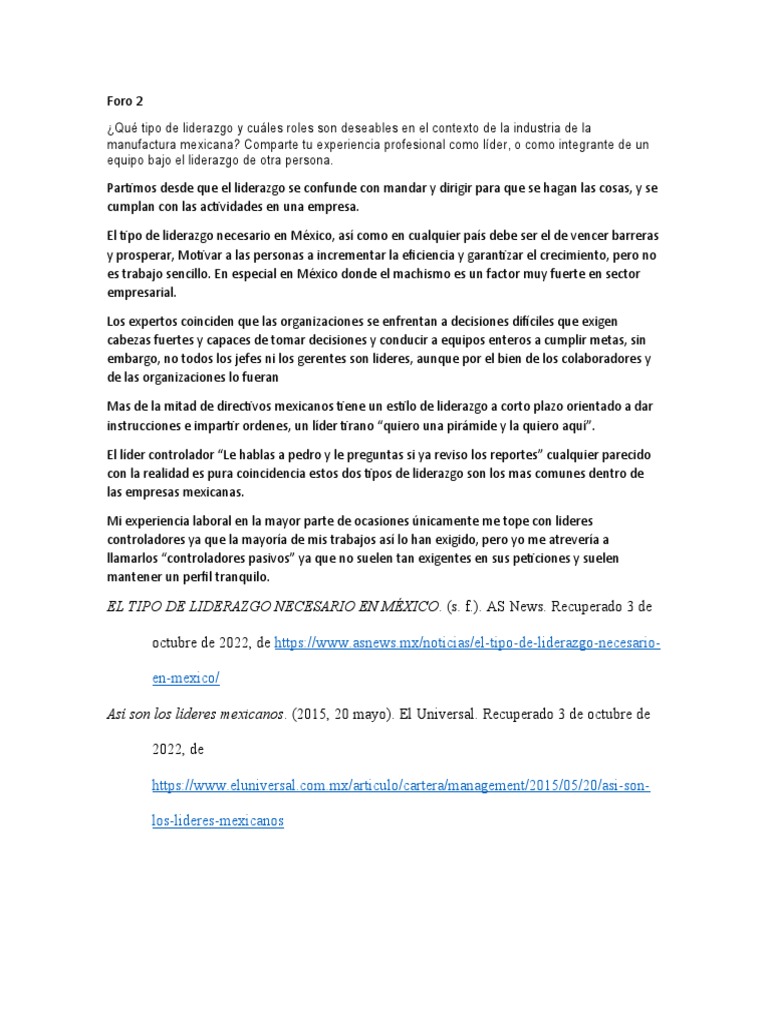 Foro 2 | PDF | Liderazgo | México