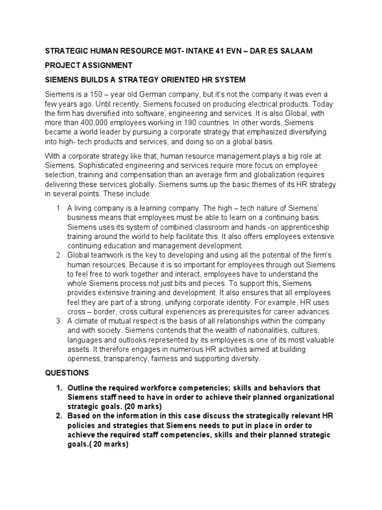 Project Assignment SHRM Intake 41 Dar | PDF