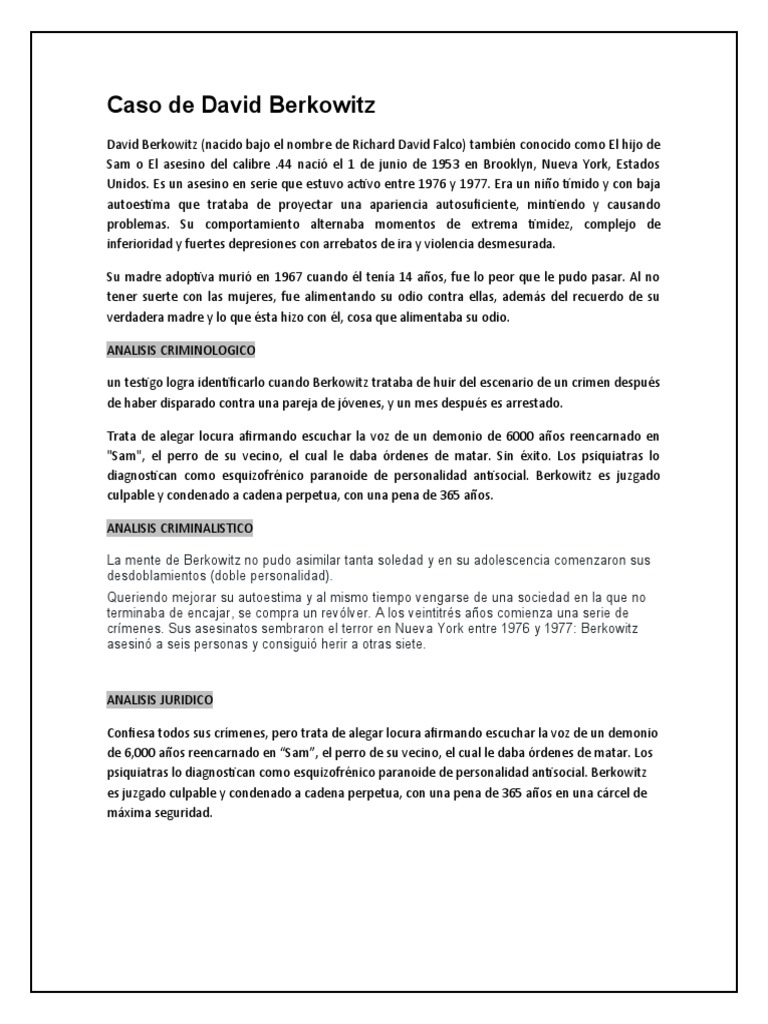 Caso de David Berkowitz | PDF