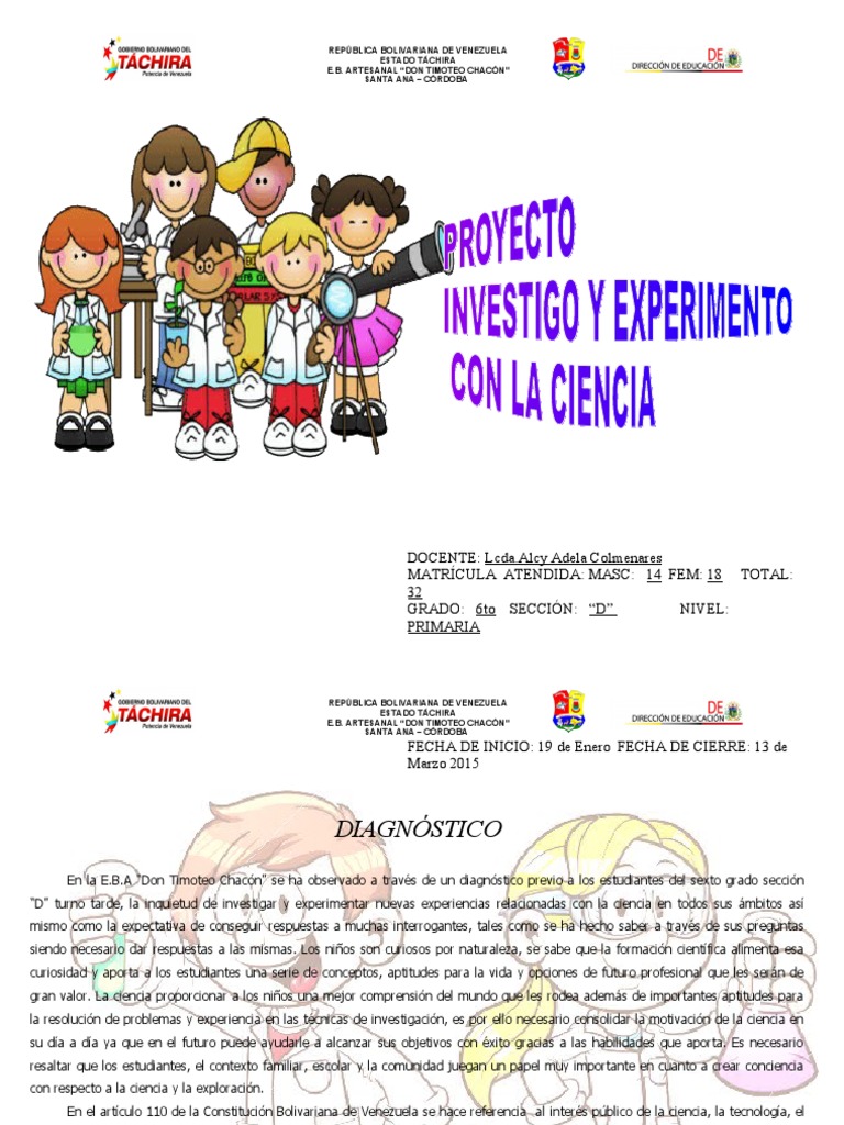 Proyecto Investigo y Experimento Con La Ciencia | PDF | Aprendizaje ...