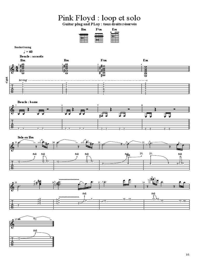 Pink Floyd Guitar Loop & Solo Guide | PDF | Music Technology | Guitar ...