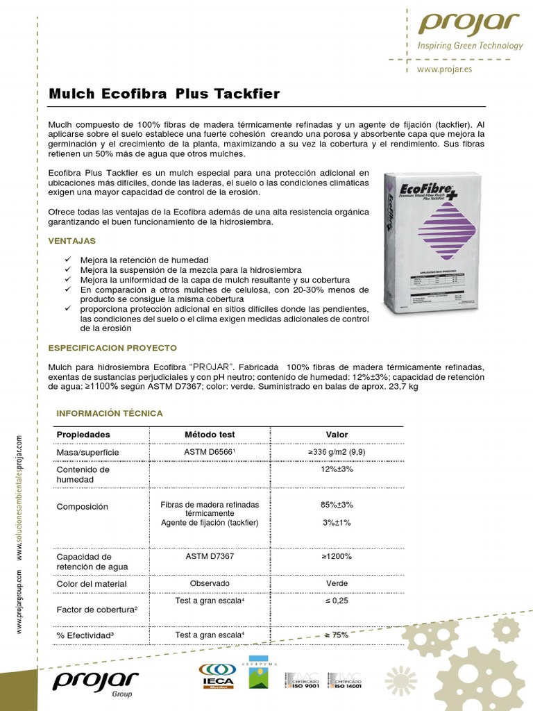 Mulch Ecofibra Plus Tackfier | PDF | Madera | Suelo