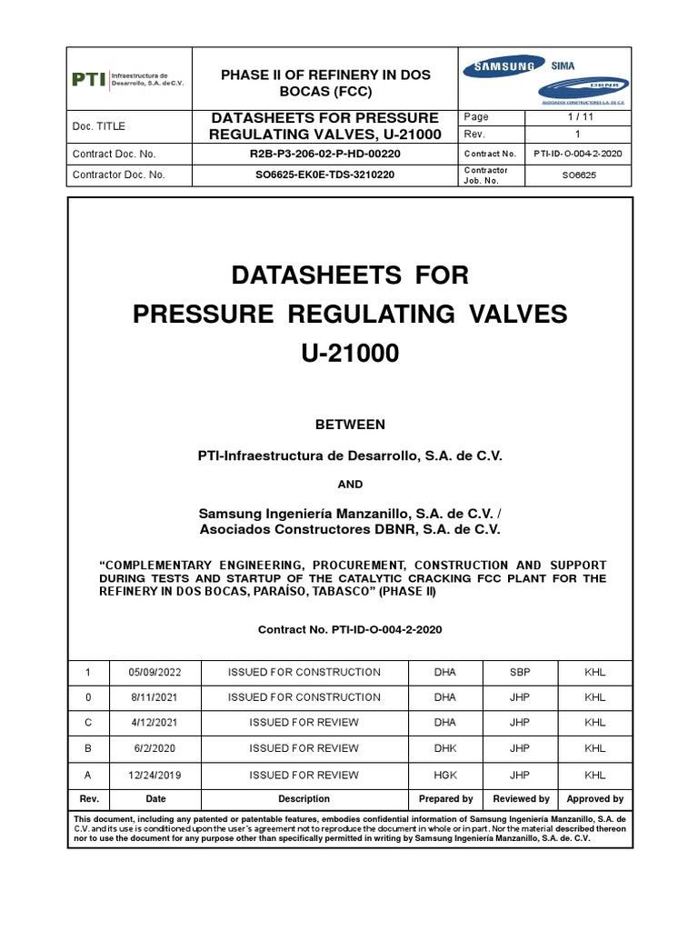 R2B-P3-206-02-P-HD-00220 - DATASHEETS FOR PRESSURE REGULATING VALVE, U-21000 - Rev.1 | PDF ...