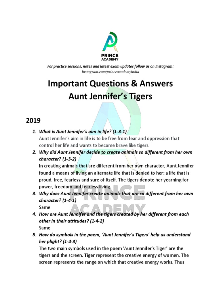 Aunty Jennifer - S Tigers | PDF