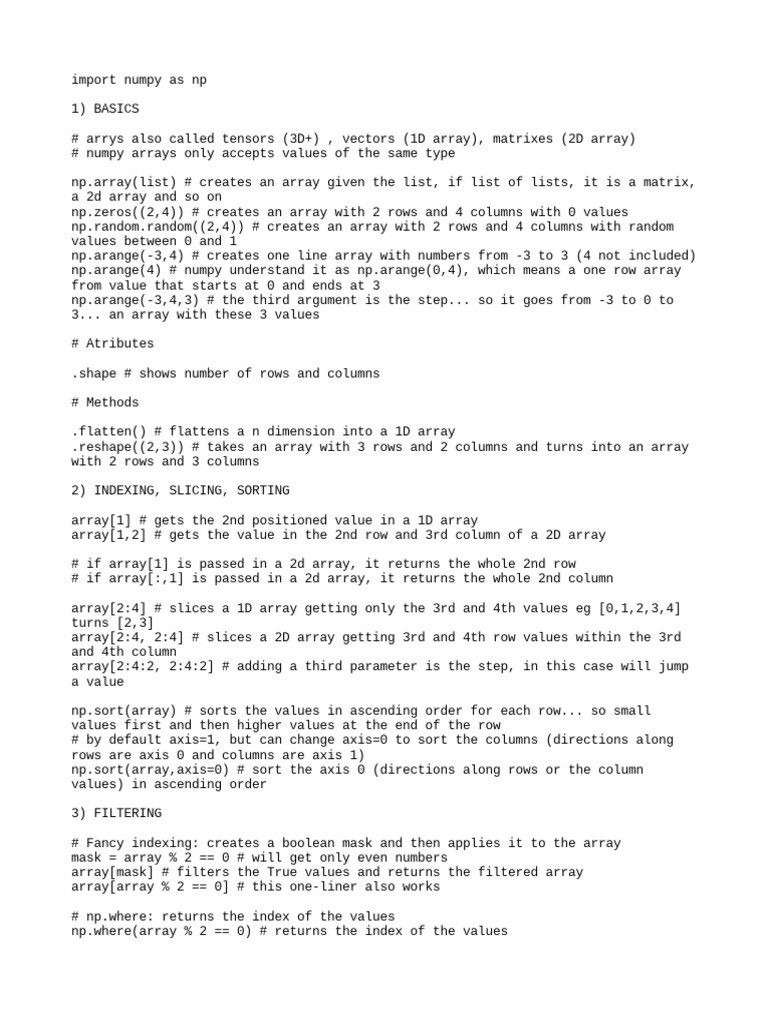 Numpy - Arrays | PDF | Matrix (Mathematics) | Array Data Structure Numpy - Arrays | PDF | Matrix (Mathematics) | Array Data Structure