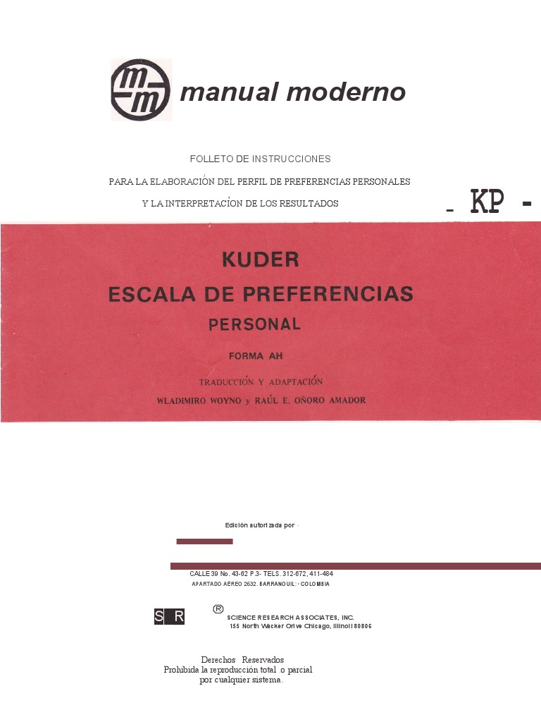 Kuder Personal - Manual Original PDF | PDF | Sicología | Science