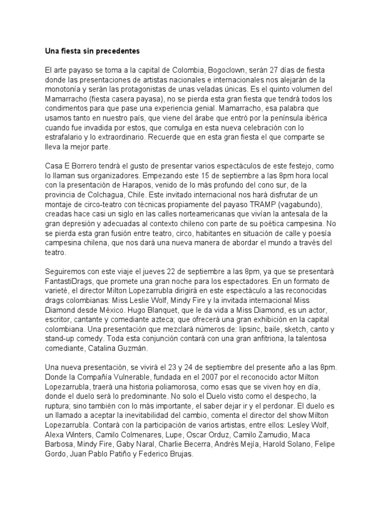 Mamarracho Pdf Entretenimiento Teatro