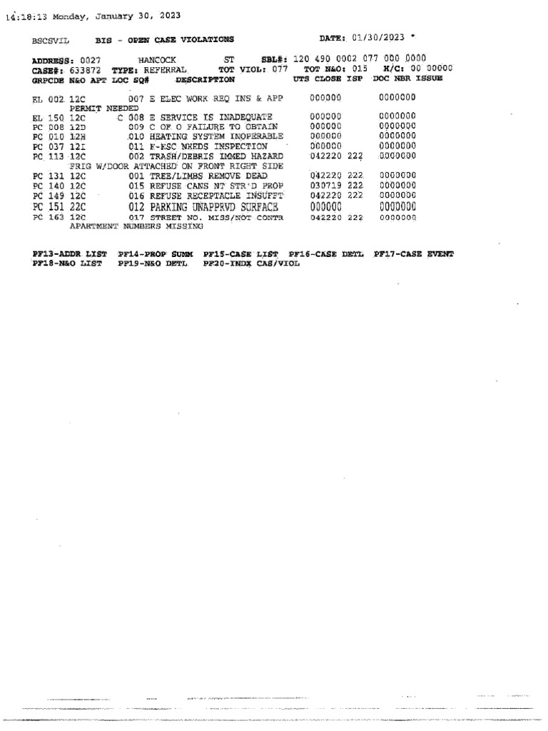 27 Hancock Code Violations | PDF
