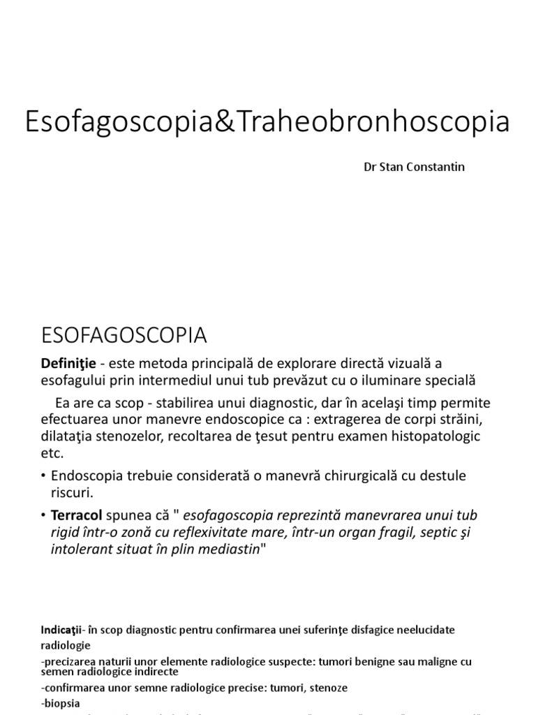 Esofagoscopia&Traheobronhoscopia: DR Stan Constantin | PDF