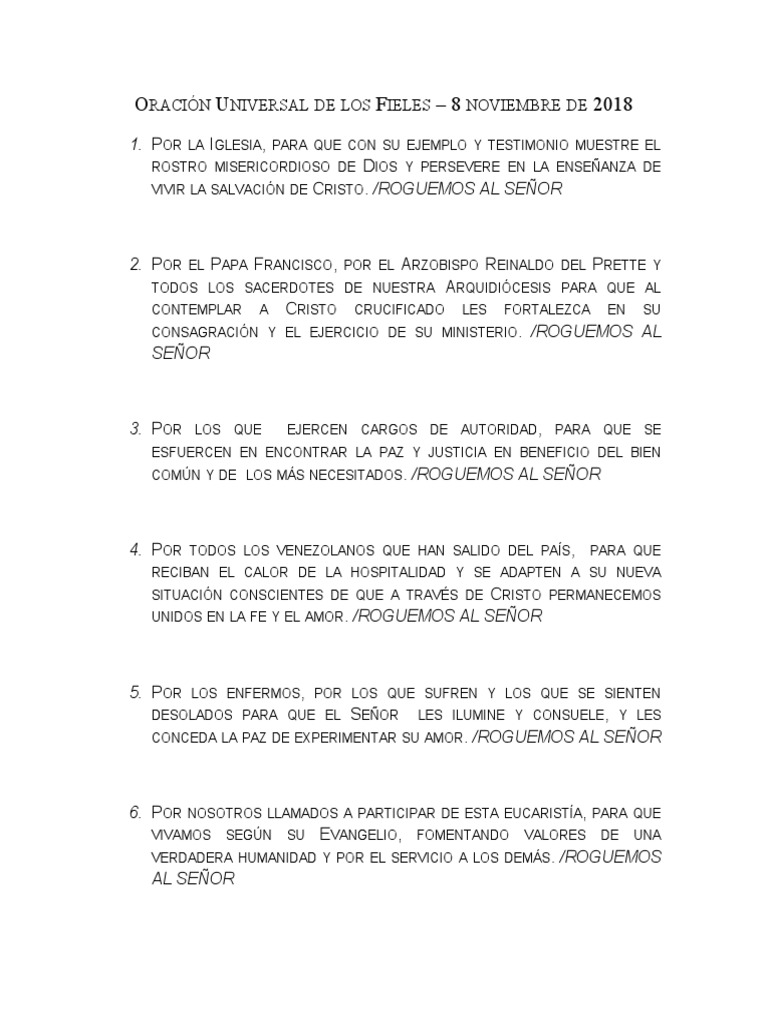 Oración Universal de Los Fieles | PDF