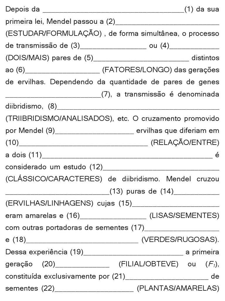Diibridismo: Estudo de Mendel | PDF | Genética | Biologia