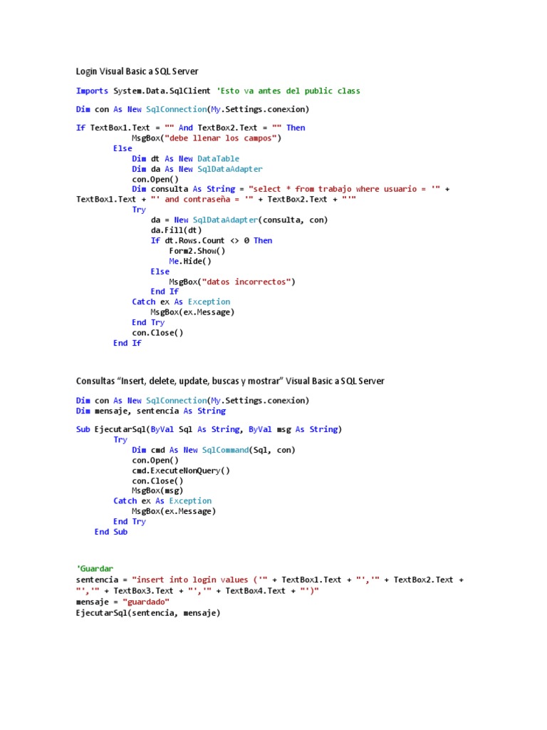 Visual Basic A SQL Server | PDF