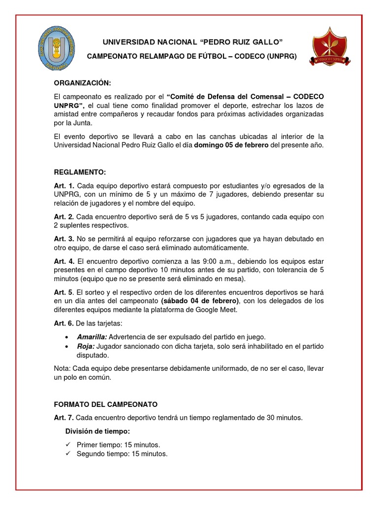 Campeonato Relámpago de Fútbol UNPRG 2023 | PDF | Deportes de equipo ...