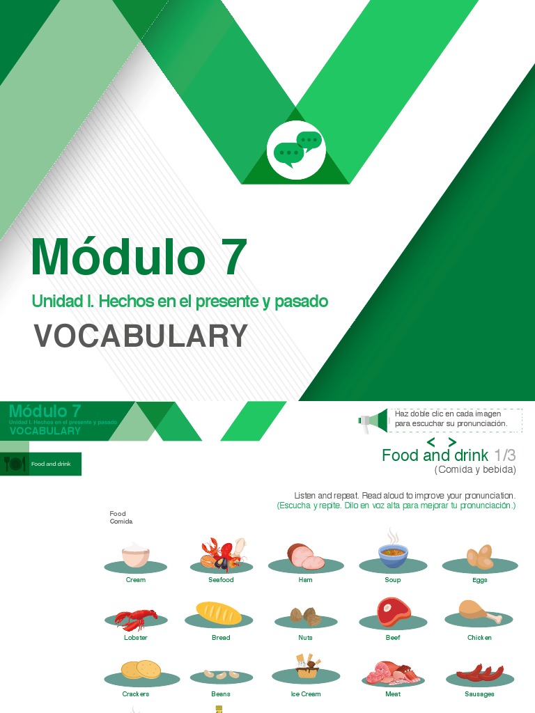M7 S1 Vocabulary Food and Drink | PDF