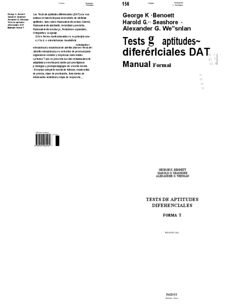 Test DAT (Manual) PDF | PDF | Inteligencia | Cociente de inteligencia