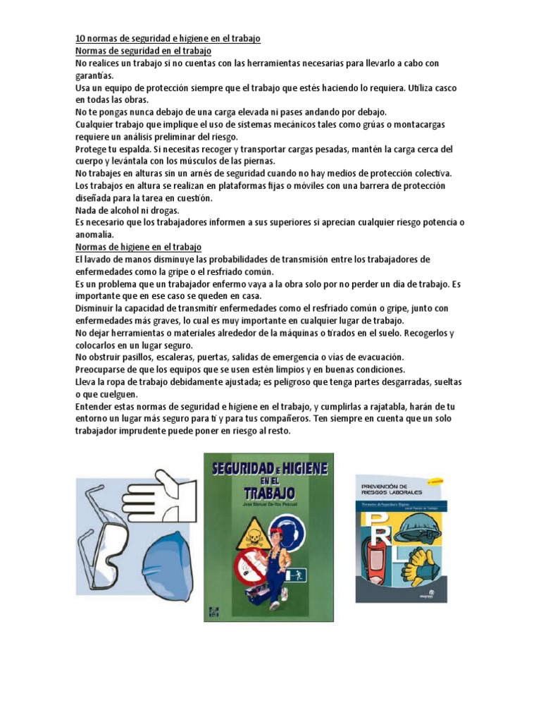 10 Normas de Seguridad e Higiene en El Trabajo | PDF