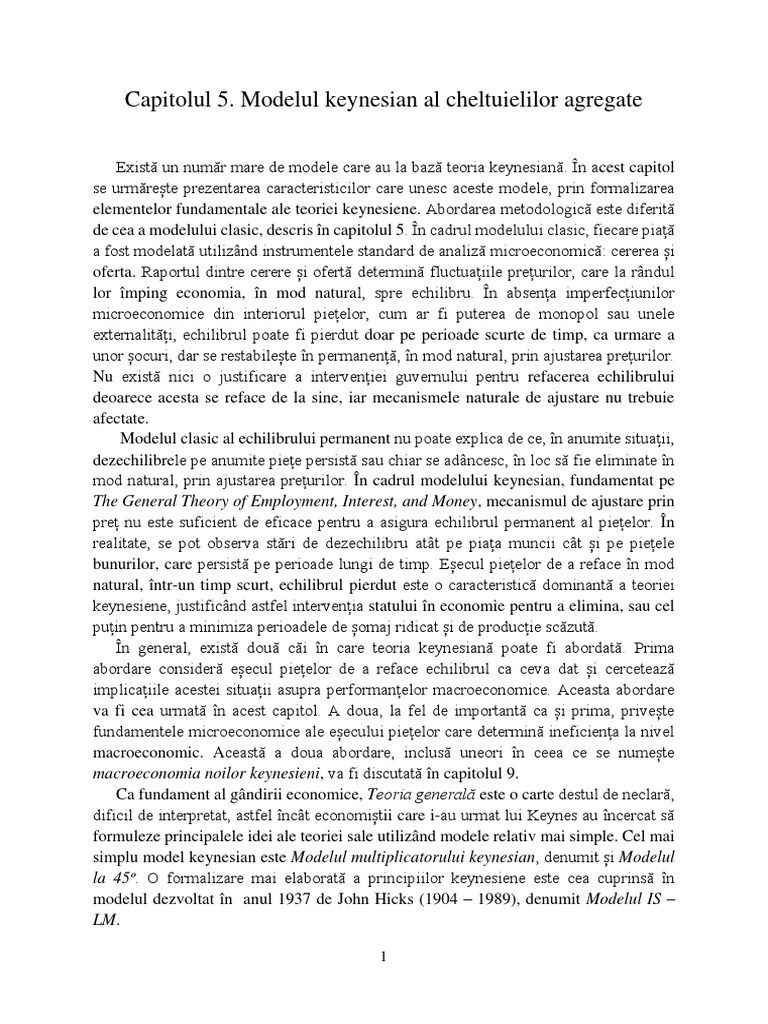 TEMA 5. Modelul Keynesian Al Cheltuielilor Agregate | PDF