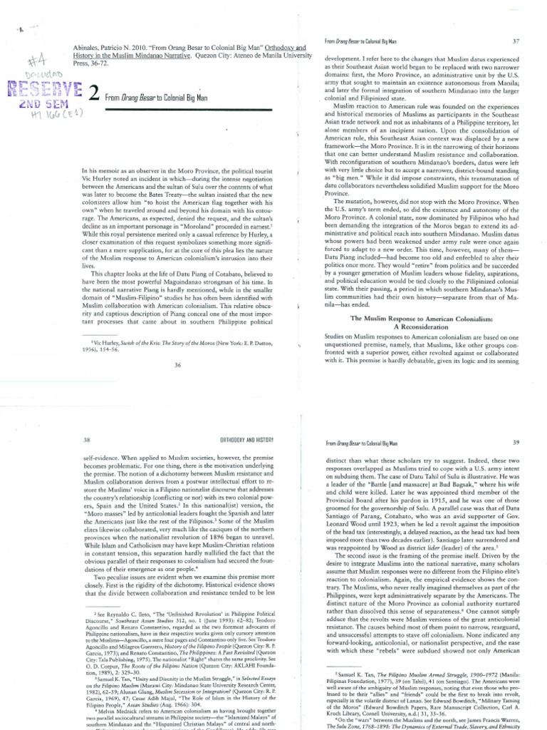 Abinales - From Orang Besar To Colonial Big Man | PDF