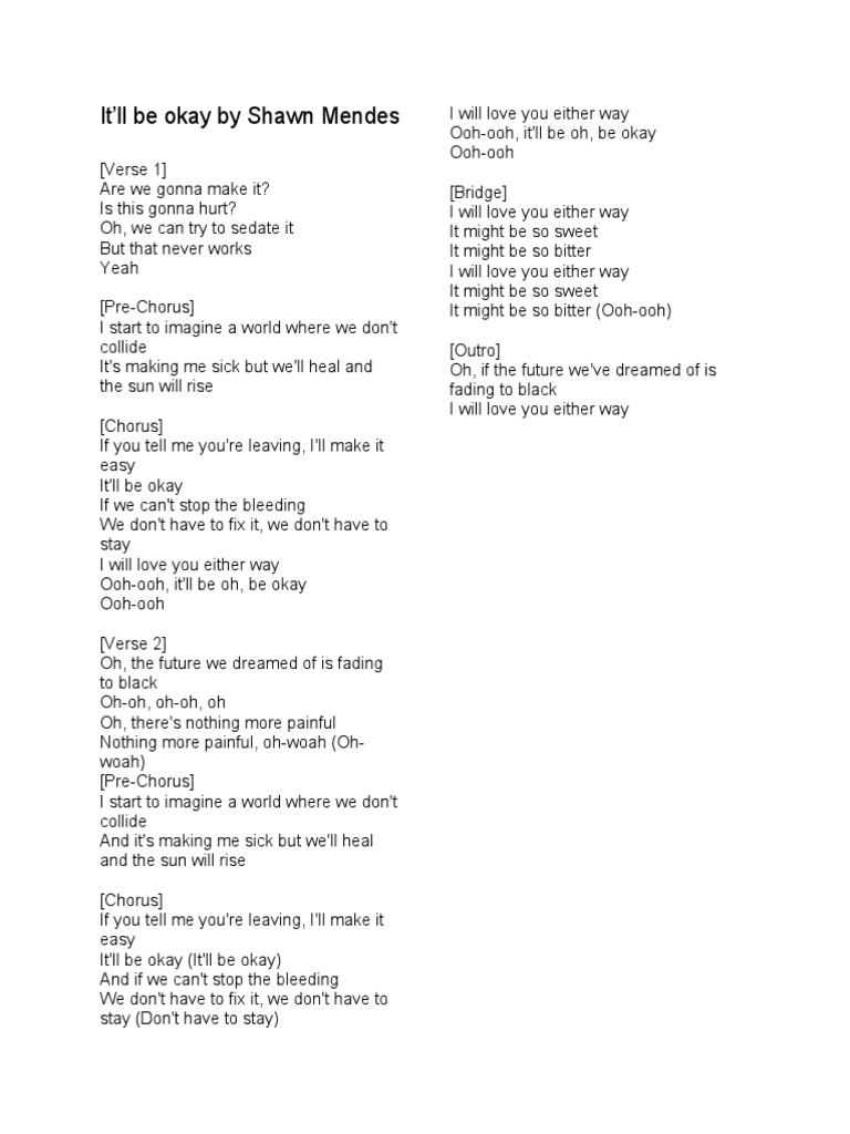 It'll Be Okay by Shawn Mendes | PDF | Language Arts & Discipline | Art
