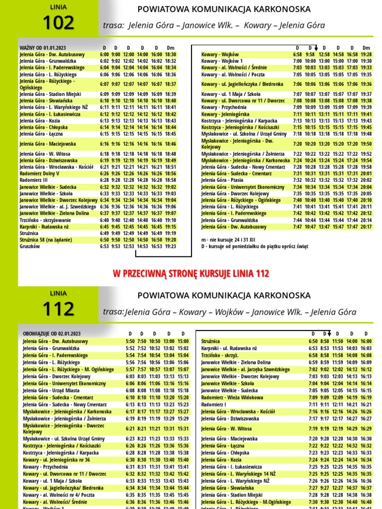 Linia 102 I 112 | PDF