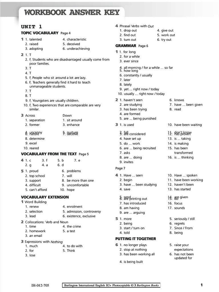 Burlington b2 Workbook Answers | PDF