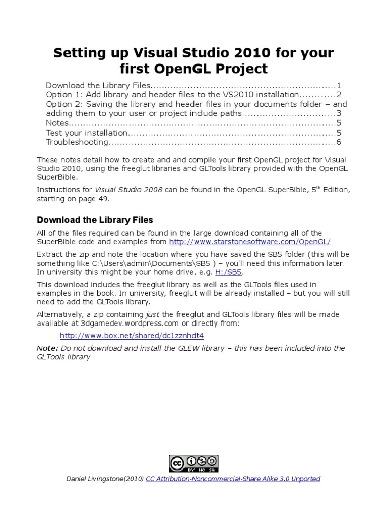 Setting Up Freeglut and GLTools Libraries Visual Studio 2010 | PDF | Library (Computing ...